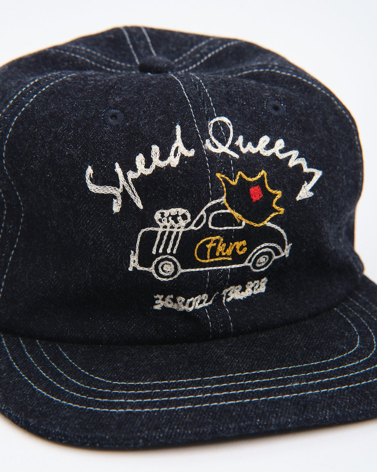 FLAT HEAD | FN-HC008 Denim Tracker Cap Blå | ENGE